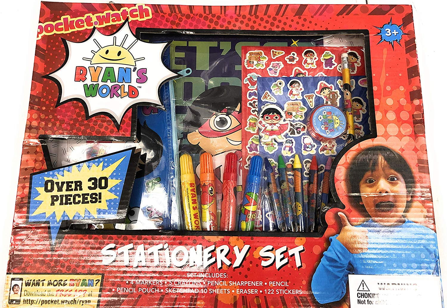 Ryan's World Stationery Set - Markers Crayons Pencil Sharpener Pouch ...