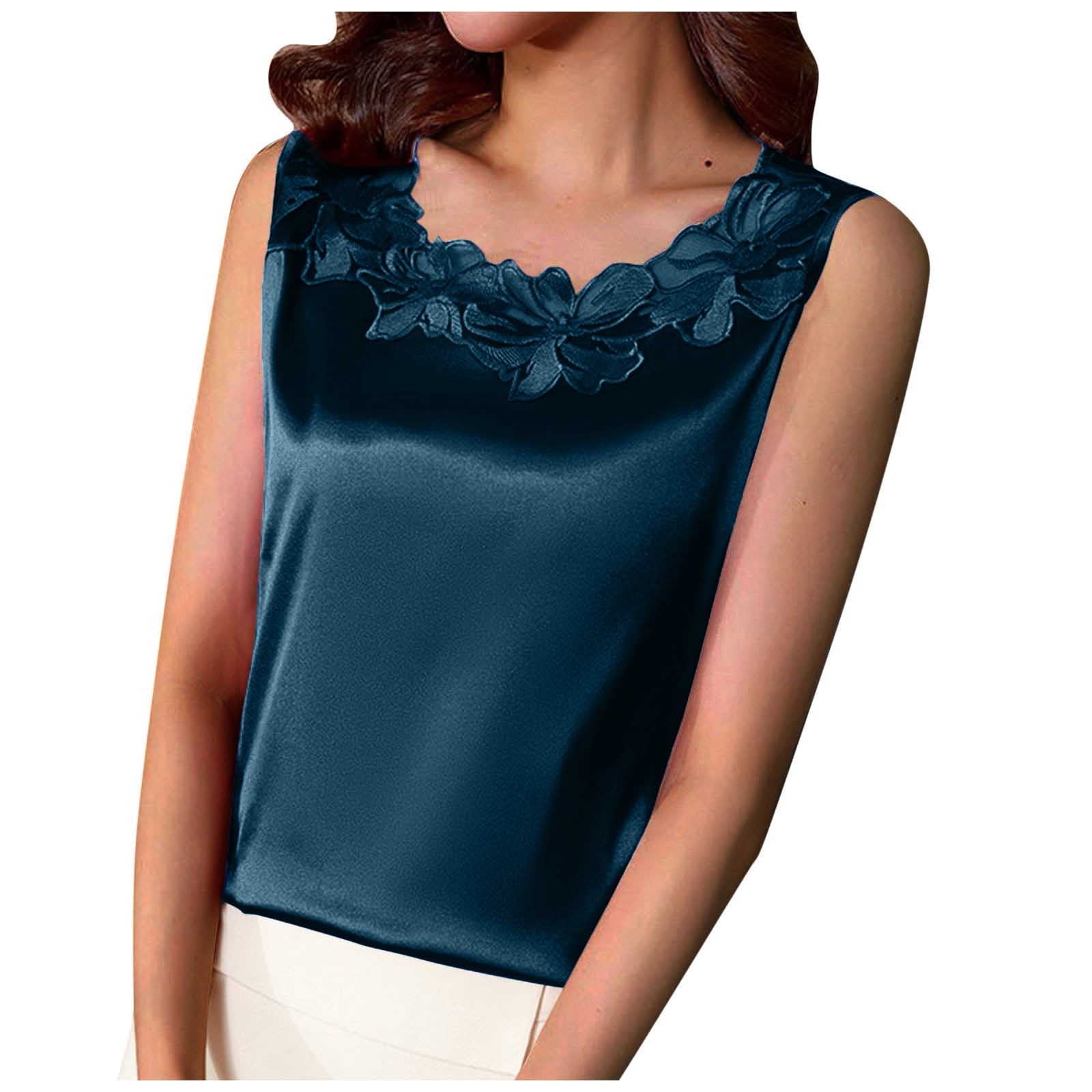 Click here for Hoksml Womens Silk Satin Tank Tops Summer Solid Co... prices