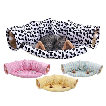 Coziwow 2-in-1 Cat Tunnel Tube Cat Tunnel Bed W/ Washable Bed ...