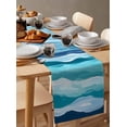 Abstract Table Runner Dresser Scarf Ocean Themed Wave Ombre Stripes ...