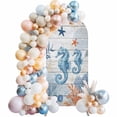 Sea Corals Seahorse Arch Backdrop Cover, 6FT, Summer Beach Sea Stars ...