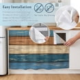 Brown Navy Blue Wood Grain Cabinet Curtains 28" W x 35" L Striped Farm ...