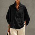 BODOAO Women’s Linen Henley Shirt 3/4 Batwing Sleeve Stand Collar ...