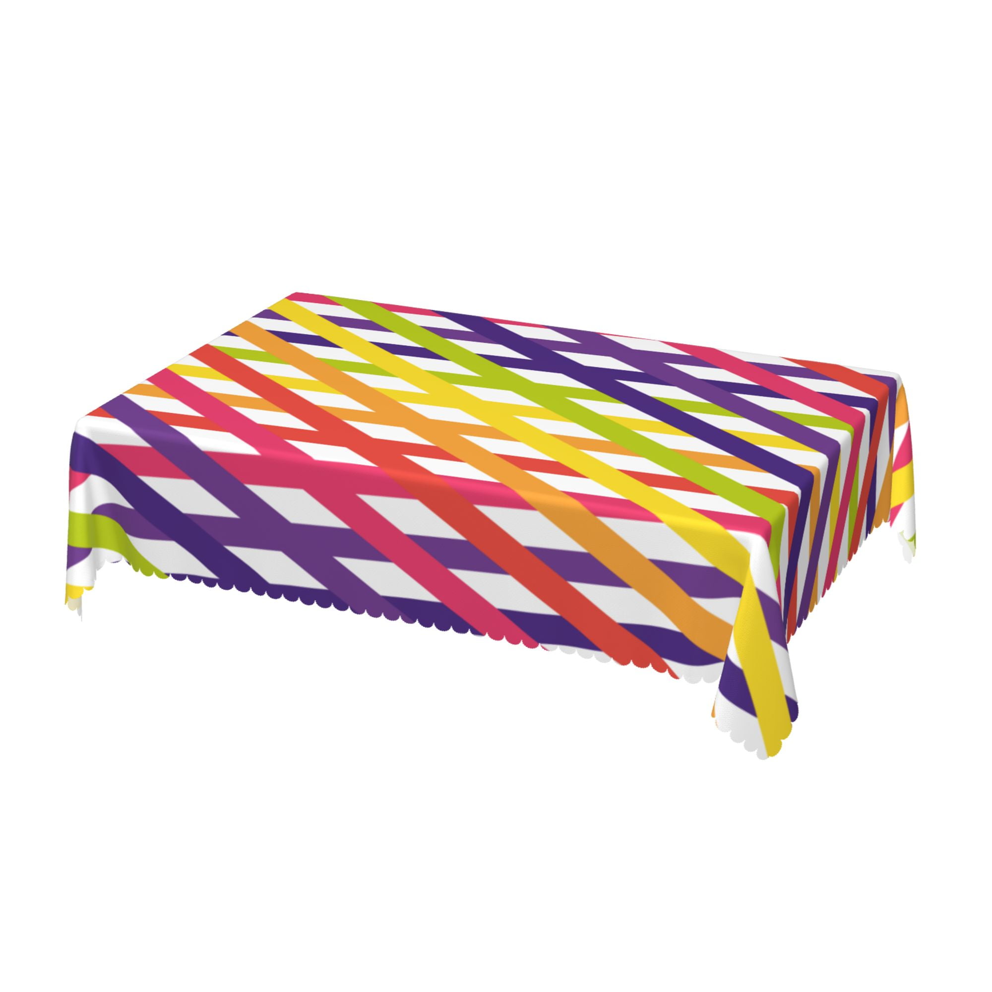 DouZhe Rectangular Tablecloth, Colorful Stripes Lines Table Cloth for ...