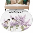 Bird Flowers Round Area Rug 6 FT, Non Slip Bedroom Rugs, Purple ...