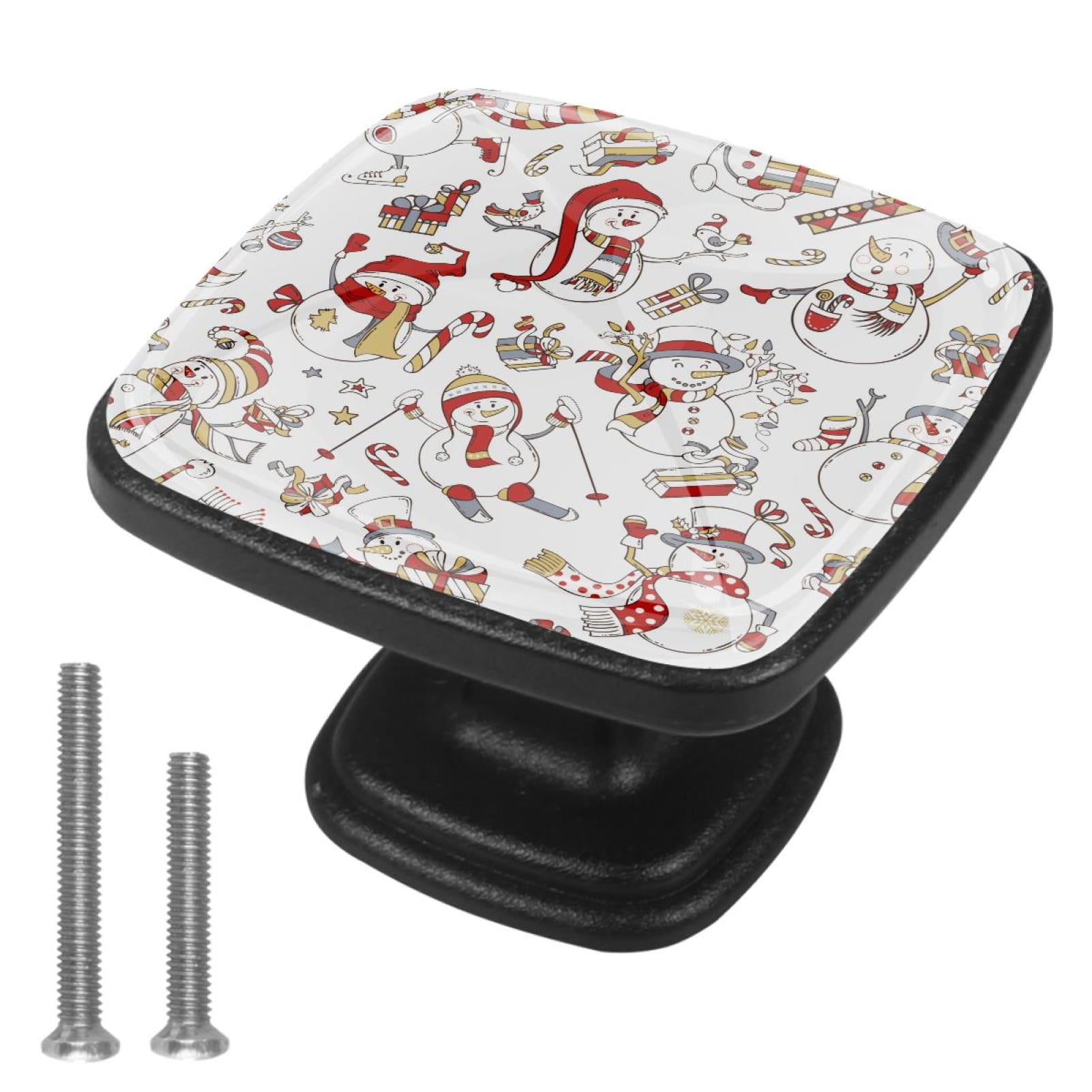4 Pcs Cabinet Handle Drawer Pulls Christmas Knobs with Screws Square ...