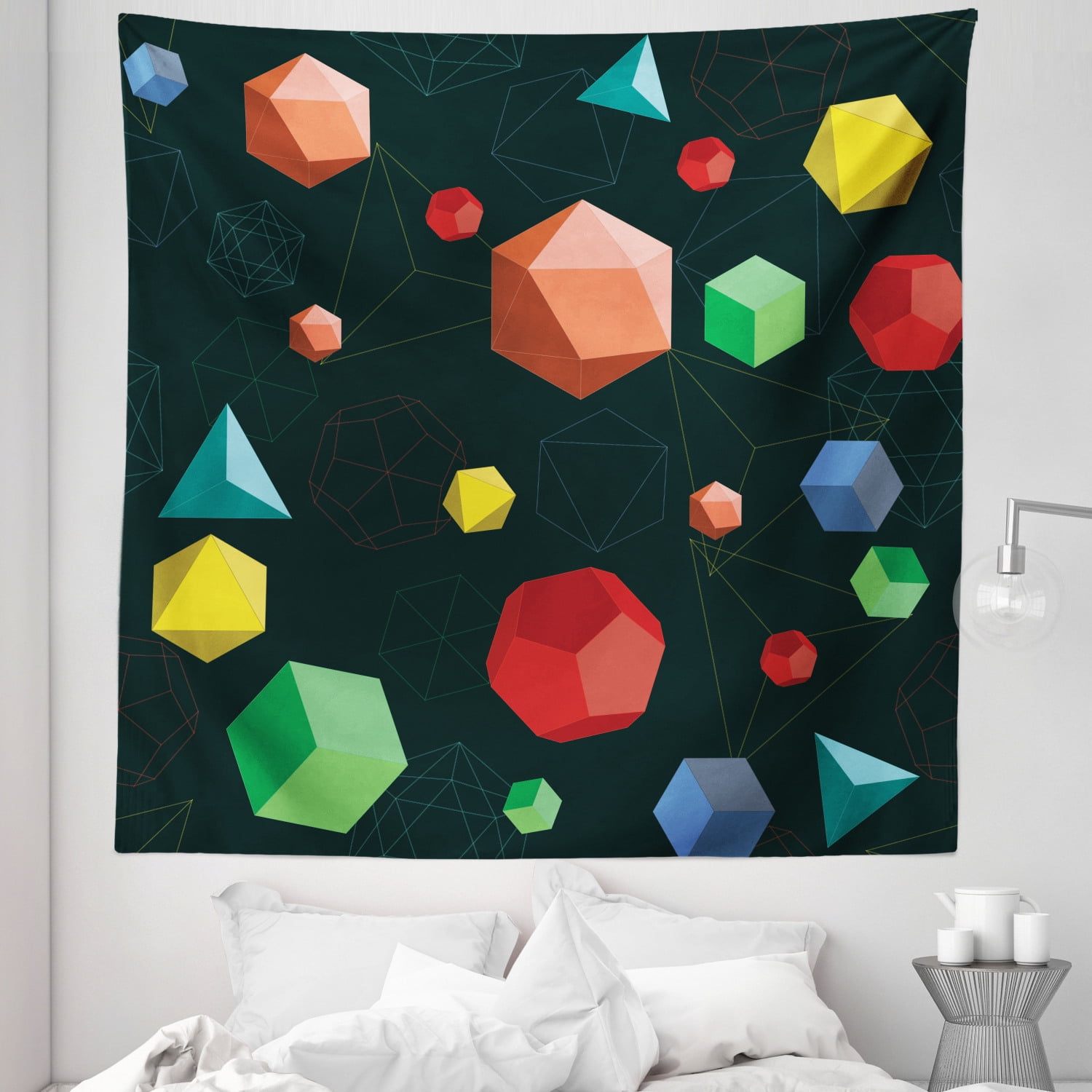 Geometric Tapestry, Geometric 3D Styled Shapes in Vivid Colors ...