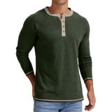 Gents Bliss Long Sleeve Henley Shirts for Men, Casual Color Block Crew ...