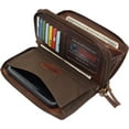 CAZORO Women's Vintage Leather RFID Blocking Wallet Double Zipper ...
