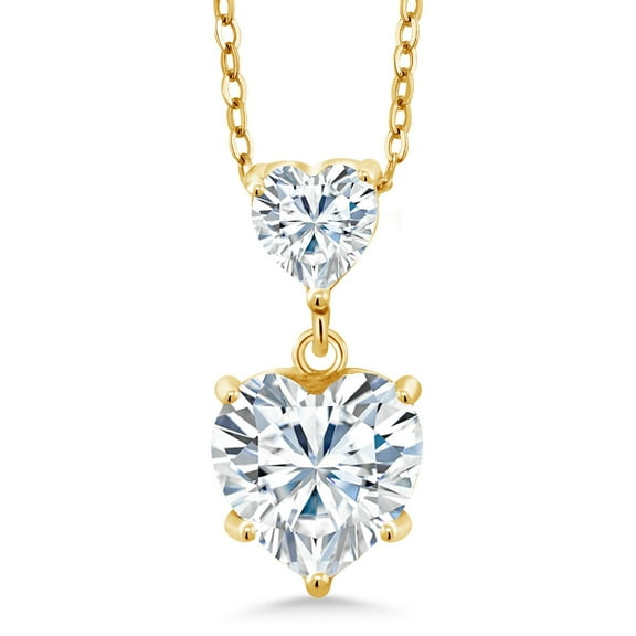 Diamond Princess 14kt Yellow Gold Womens Round Diamond Double Heart ...