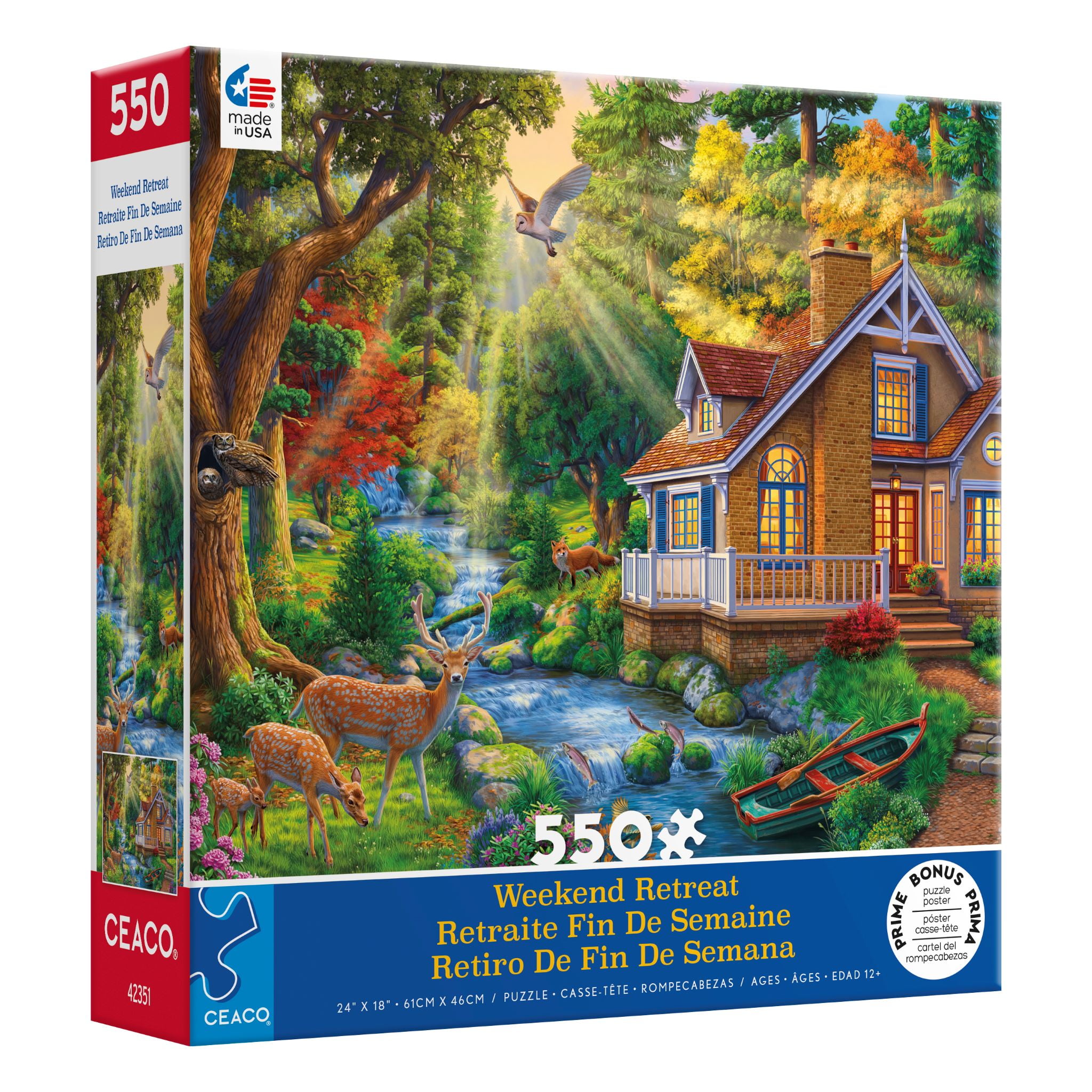 Ceaco - Weekend Retreat, Forest House, 550 Piece Interlocking Jigsaw ...