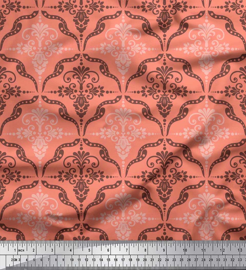 Soimoi Moss Georgette Fabric Filigree Damask Printed Craft Fabric by ...