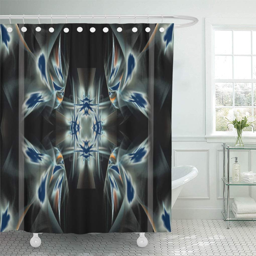Suttom Blue Abstract Ikat Star Icy Fractal Pattern Symmetry Light