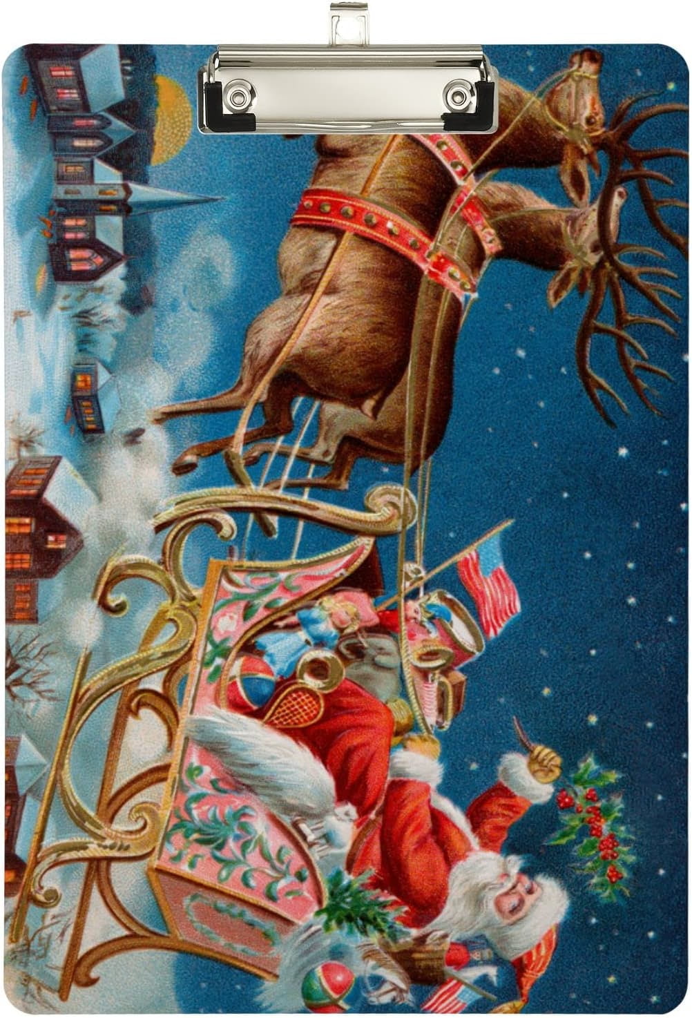 FMSHPON Christmas Santa Reindeer Clipboard Hardboard Wood Nursing Clip ...