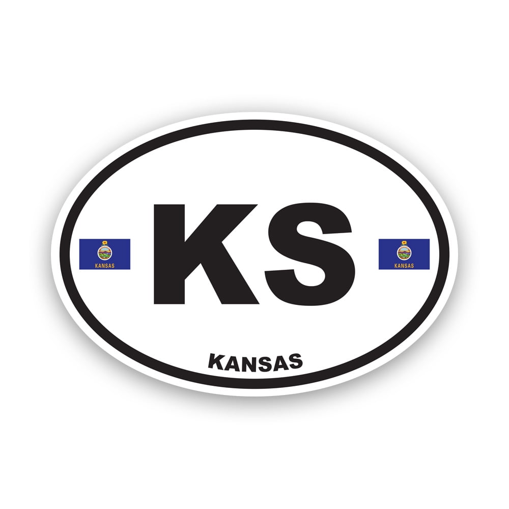 Kansas Flag Oval Sticker Decal - Self Adhesive Vinyl - Weatherproof ...