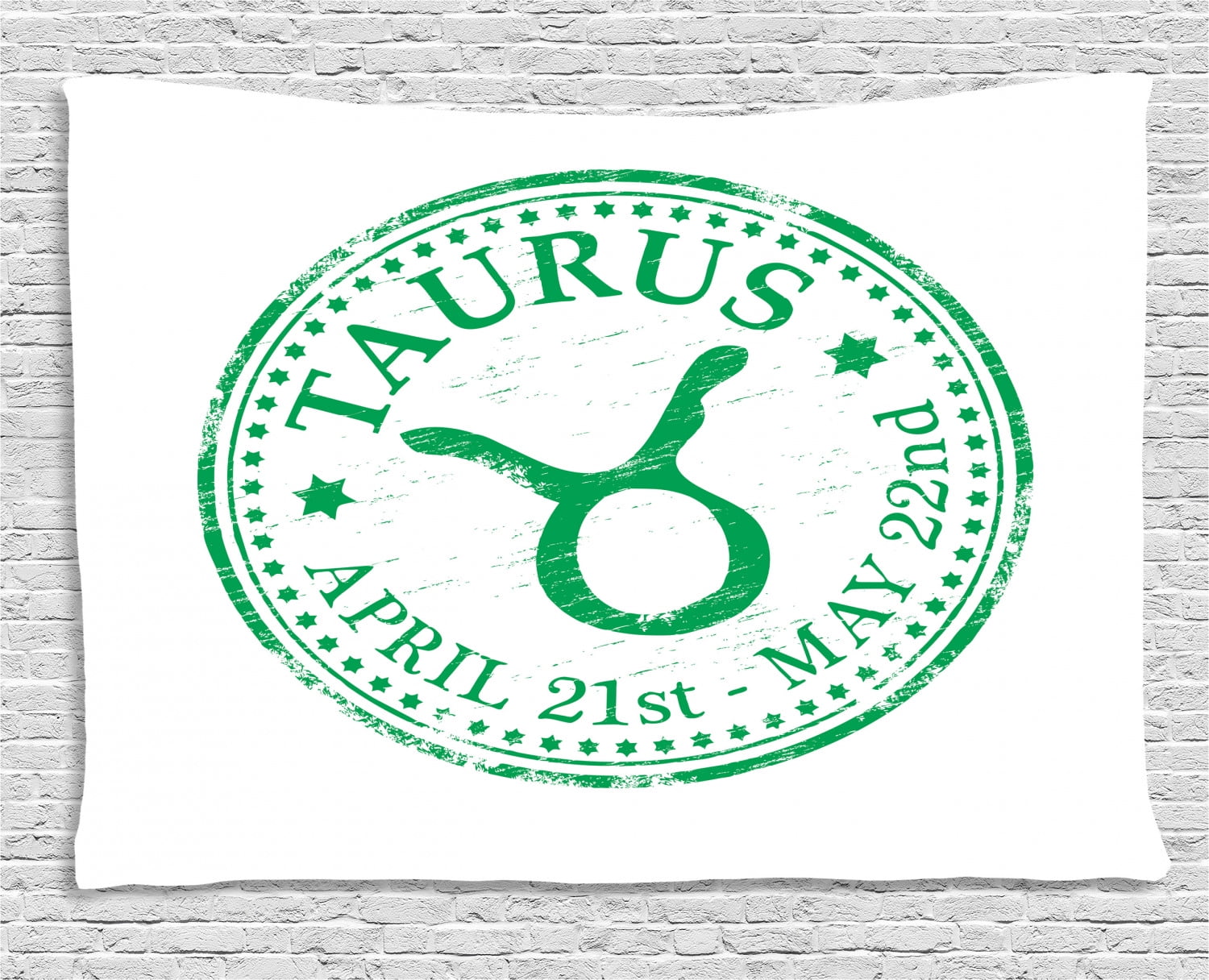 Zodiac Taurus Tapestry, Grunge Looking Graphic Rubber Stamp Design ...