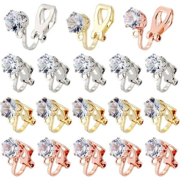 10Pcs/Box 18K Gold Plated Sun Earring Findings Cubic Zirconia Earring ...