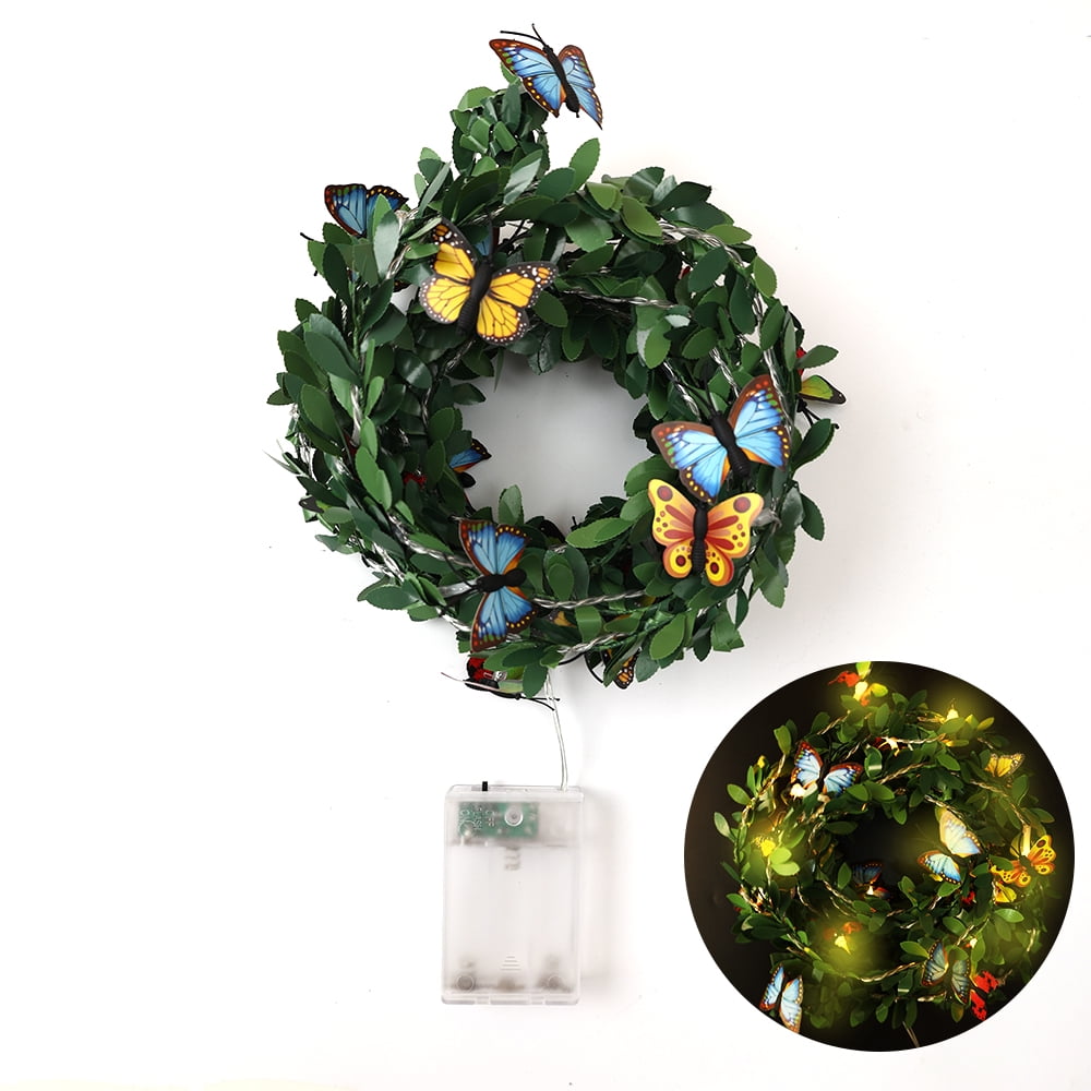 GRNSHTS LED Outdoor Solar Rattan Butterfly Lamp String Lights 3M 20LEDs ...
