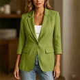 Cekizud Blazers for Women Lapel Button-Down 3/4-Sleeve Suit Coat ...