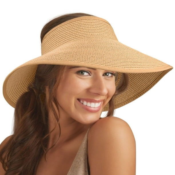 Maylisacc Women Sun Visor Hats Beach Foldable Roll Up Wide Brim Bowknot