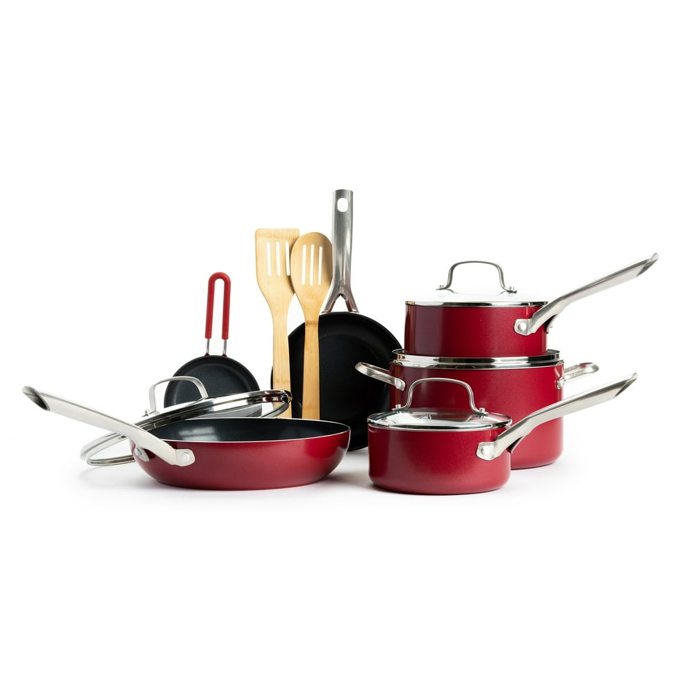 Red Volcano Ceramic Nonstick 12 piece Cookware set - Walmart.com ...