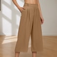 Bainana Casual High Waist Wide Leg Cropped Pants For Women Solid Color ...