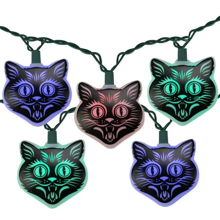 Set of 10 Orange LED Flickering Black Cat Mask - 123" | Walmart Canada