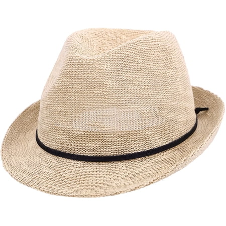 FFIY Men/Women's Classic Short Brim Miami Beach Panama Fedora Straw Hat ...