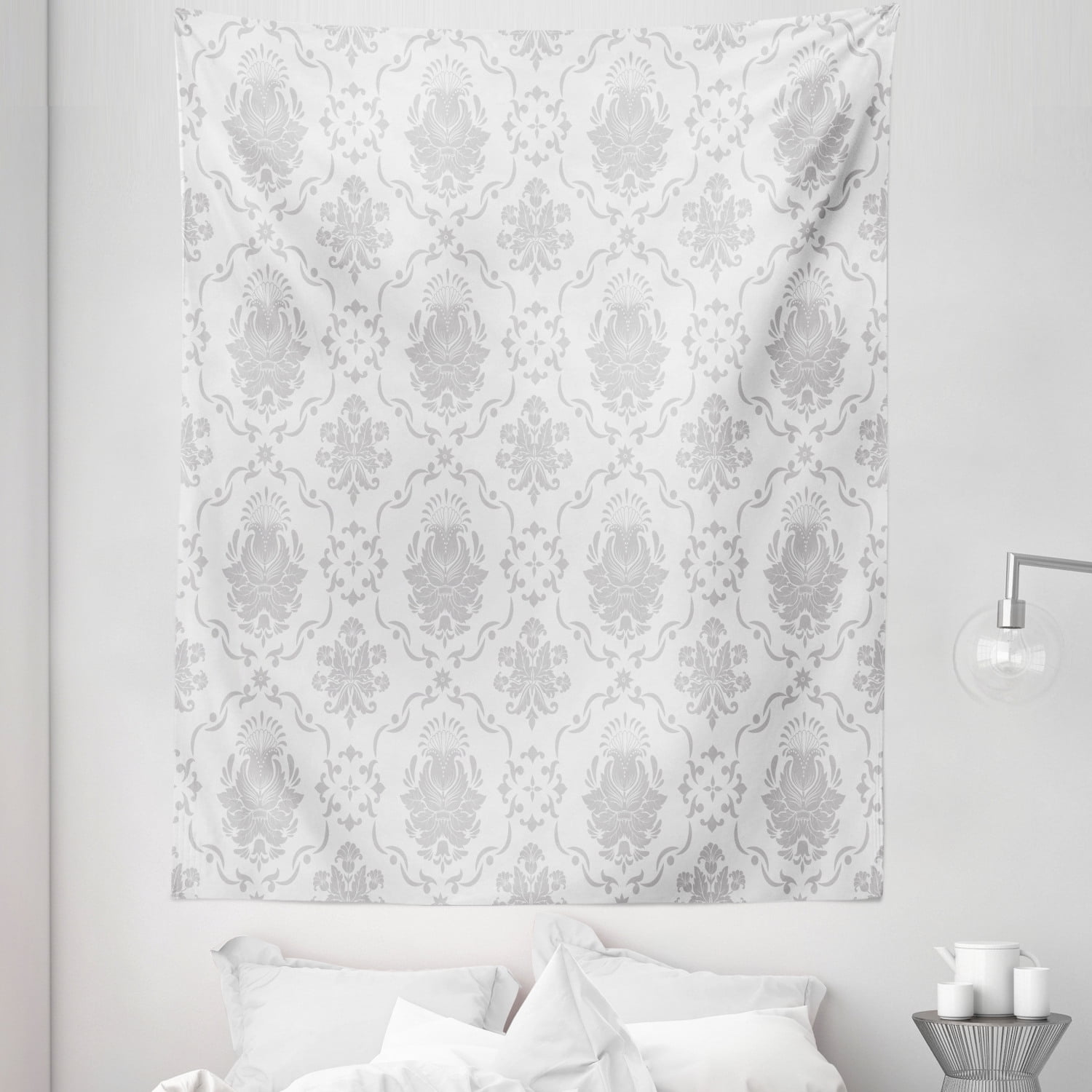 Grey Tapestry, Classic Victorian Floral Patterns Tulips Nostalgic ...