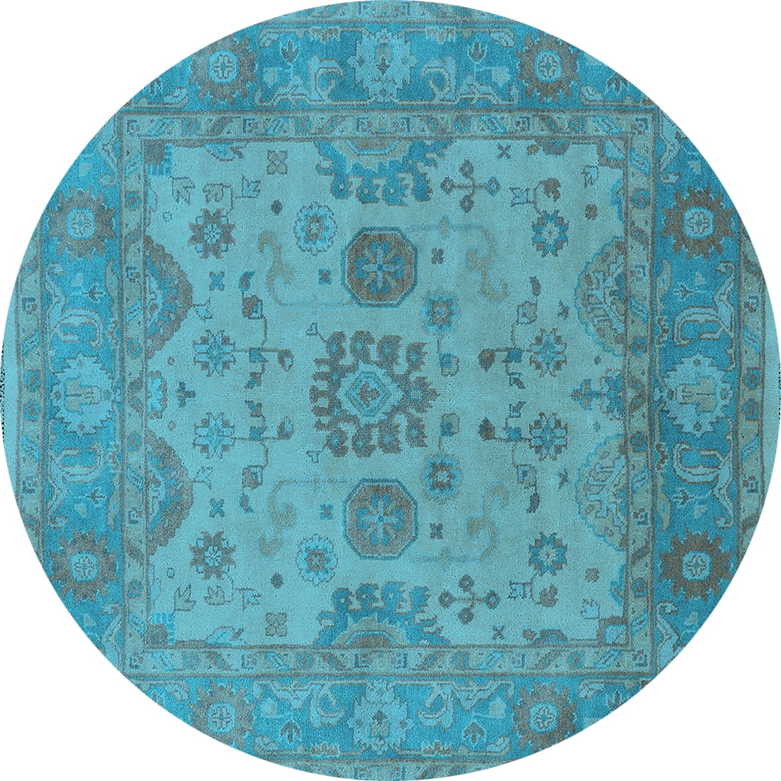 Ahgly Company Indoor Round Oriental Light Blue Industrial Area Rugs, 8 ...