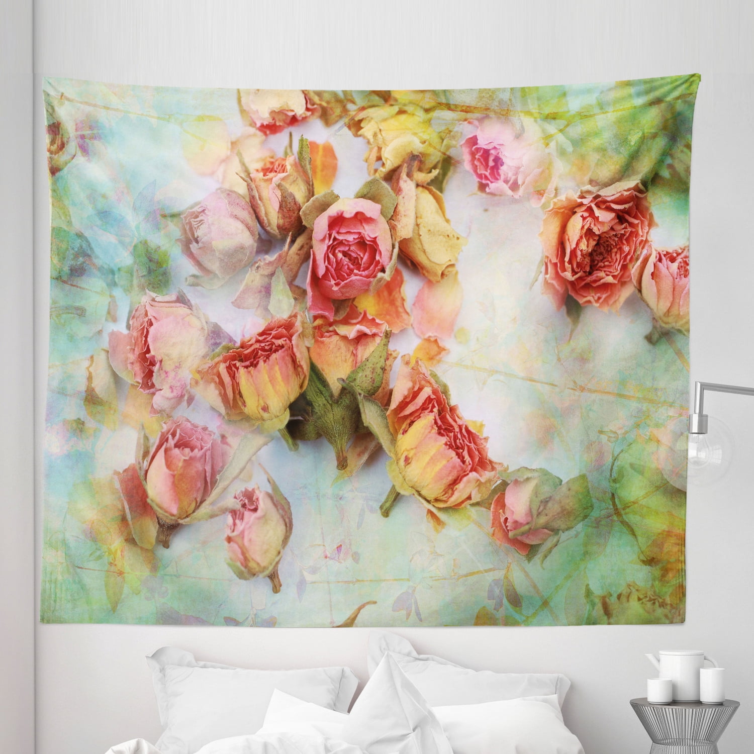 Rose Tapestry, Dried Roses Petals Leaves Nostalgic Fragile Floral ...