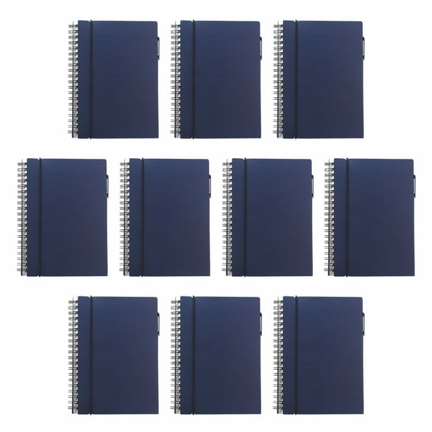 Spiral Notebooks with Elastic Closure (Blank - Navy Blue, • 10 ...