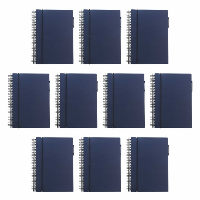 Spiral Notebooks with Elastic Closure (Blank - Navy Blue, • 10 ...