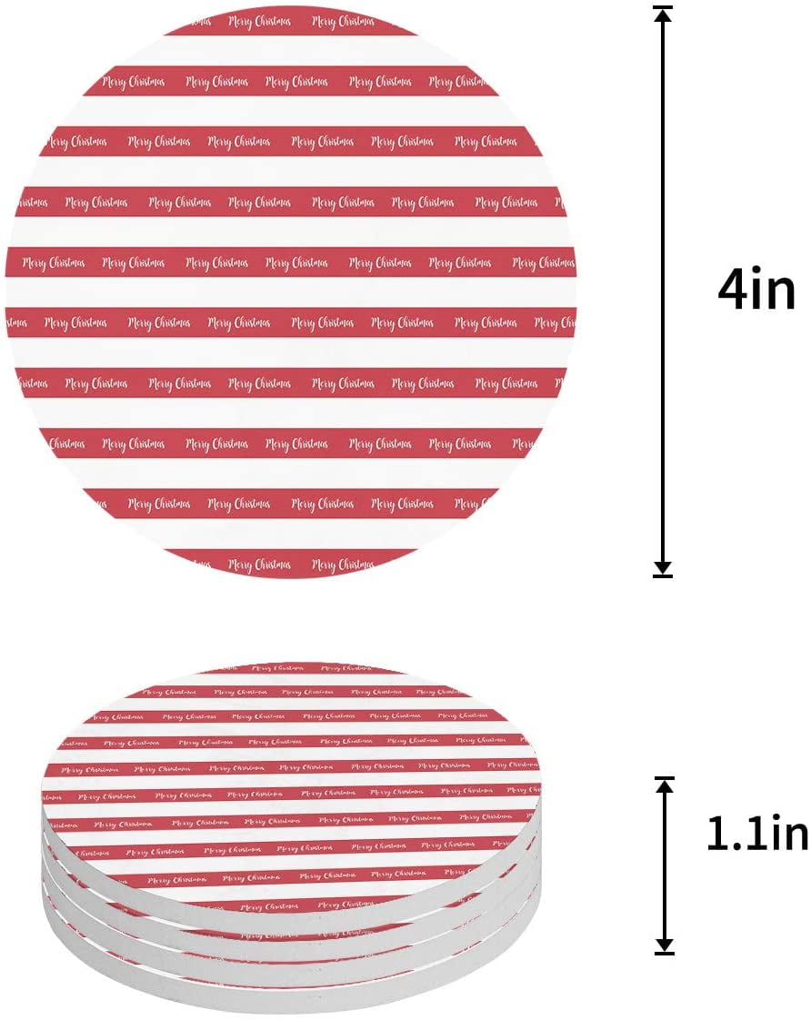ZHANZZK Red and White Stripes Set of 8 Round Coaster for Drinks ...