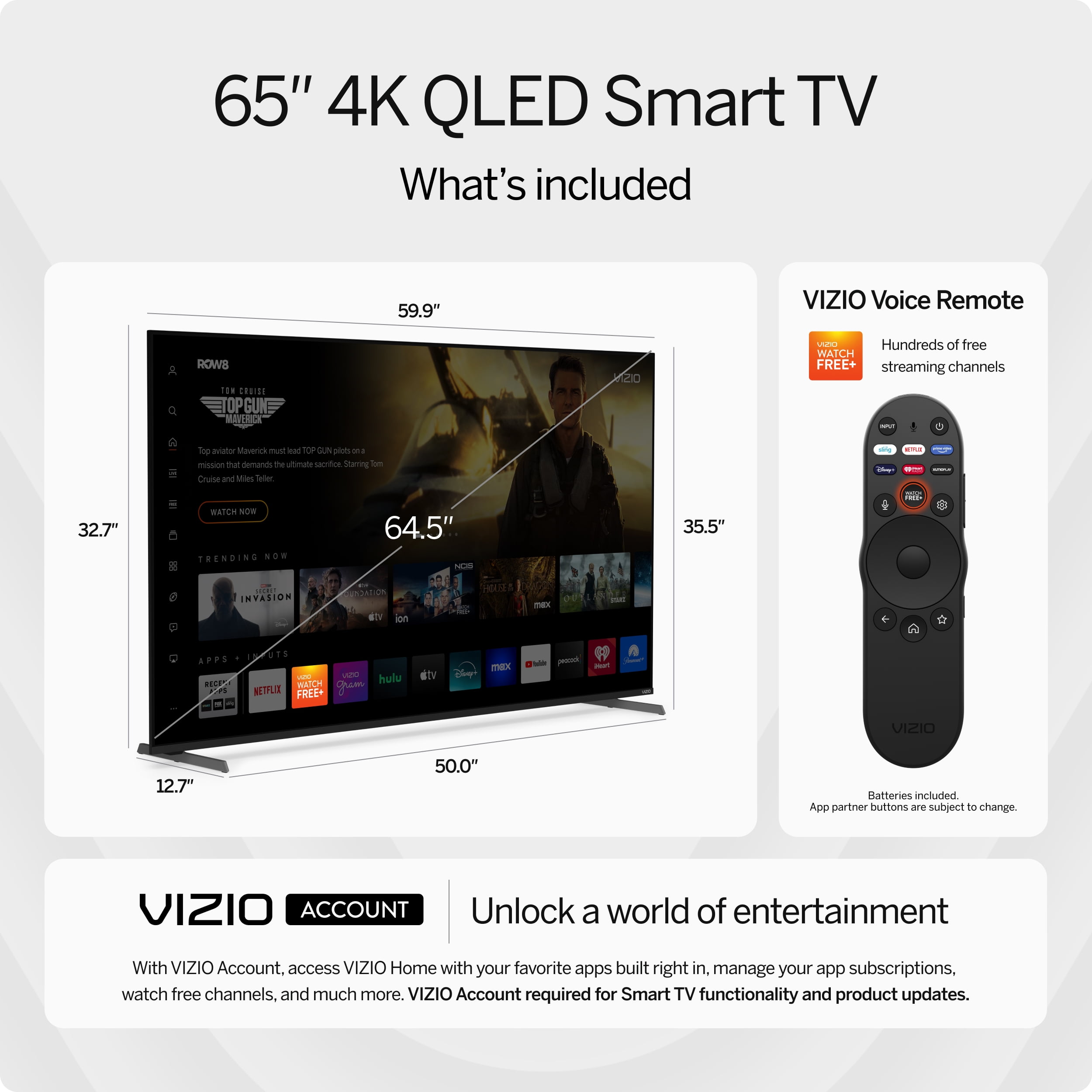 VIZIO 65" Class Quantum Pro 4K QLED HDR 120Hz Smart TV (VQP65C-84 ...