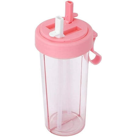 Dual-Use Bottle, 600ml Portable Two Straws Couple Water Bottle, Double ...