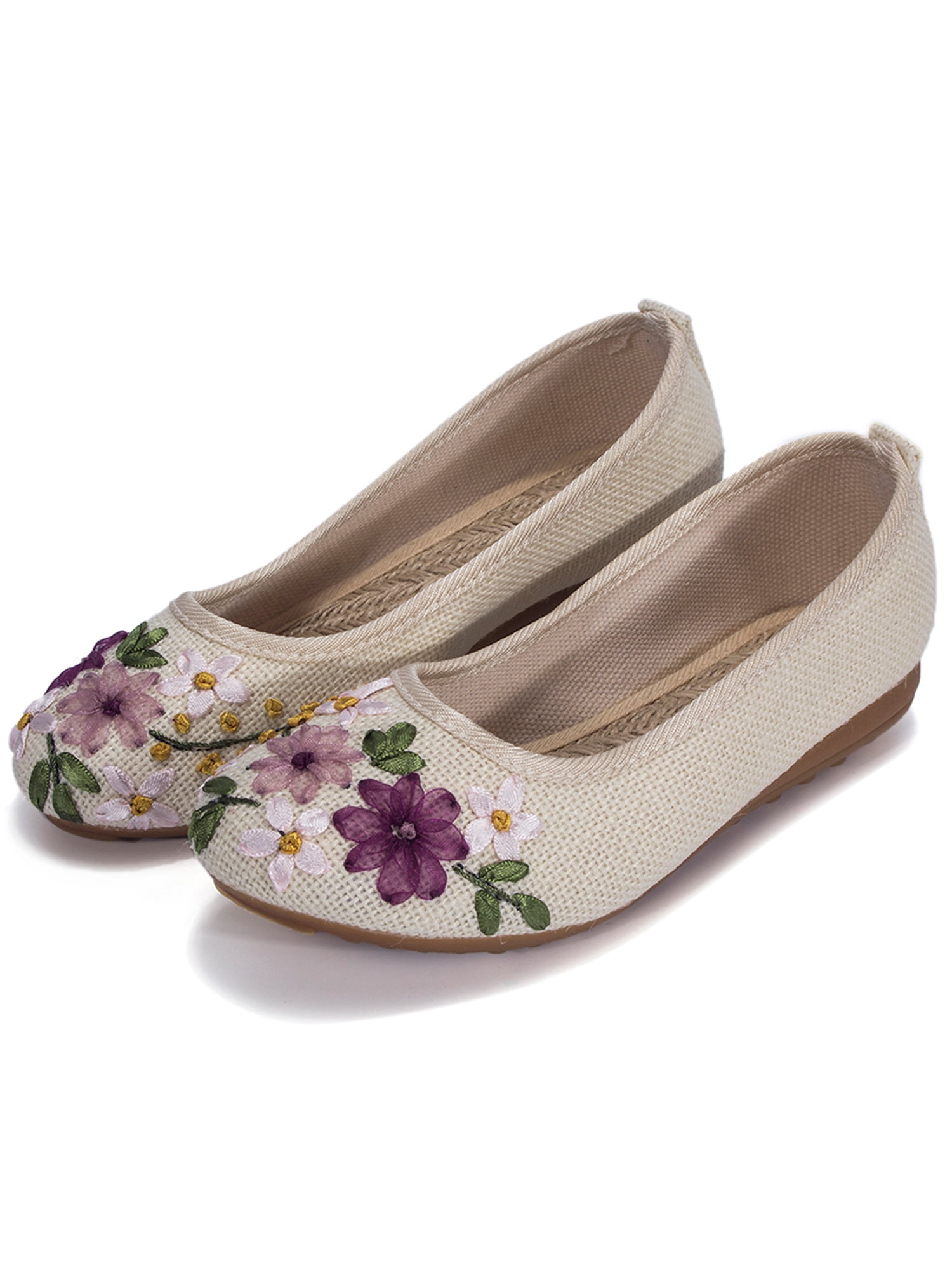 Embroidered Cotton and Linen Chinese Style Womens Flats Shoes ...