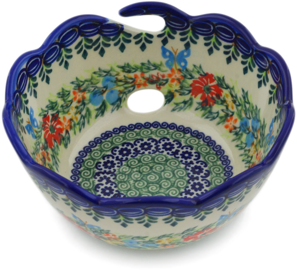 Polish Pottery 6½-inch Yarn Bowl (Ring Of Flowers Theme) Signature ...