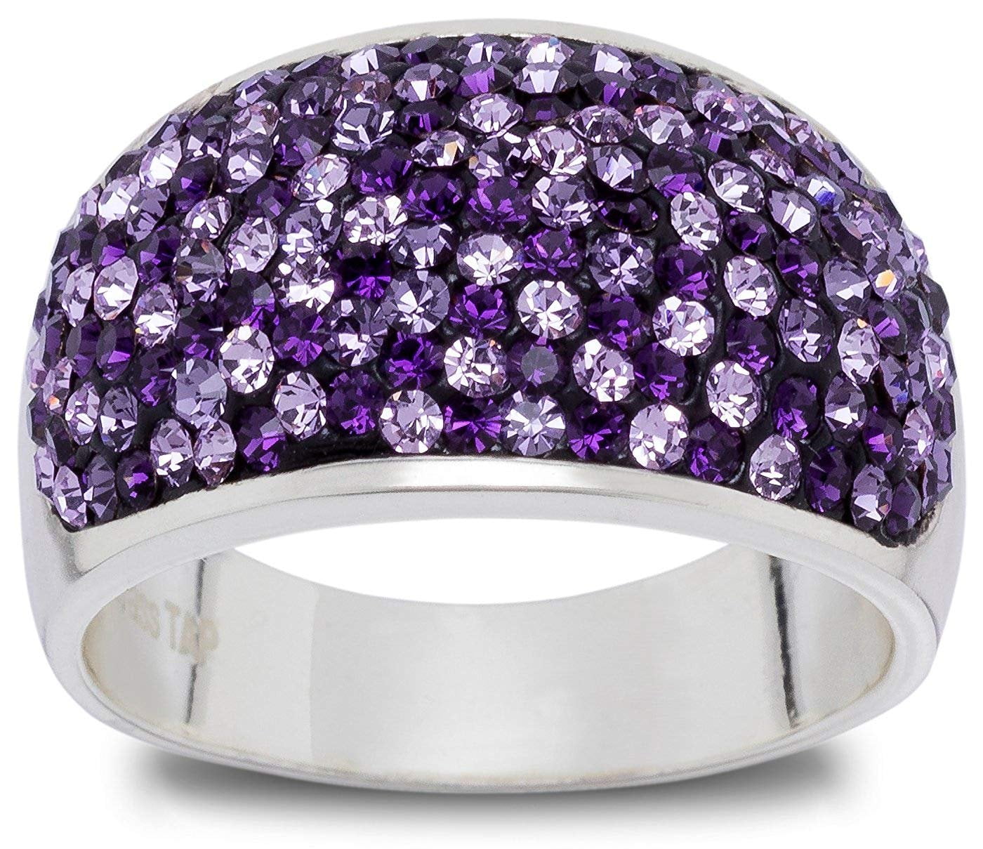 Carly Creations Women's Silver Plated Genuine Crystal Purple Band Ring ...