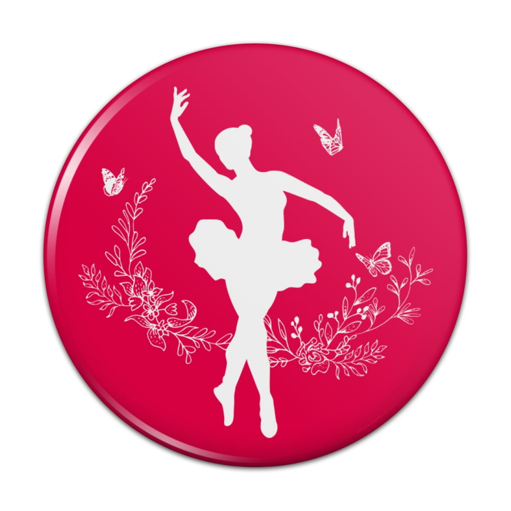 Ballerina Silhouette with Butterflies Pinback Button Pin - Walmart.com
