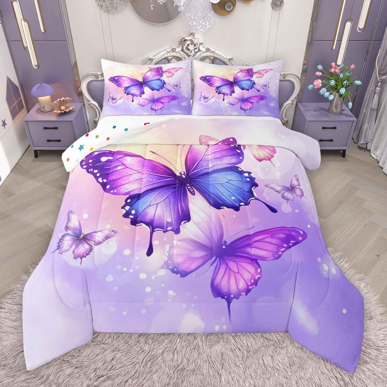 Click here for Manfei Cartoon Butterfly Child Queen Comforter Set... prices