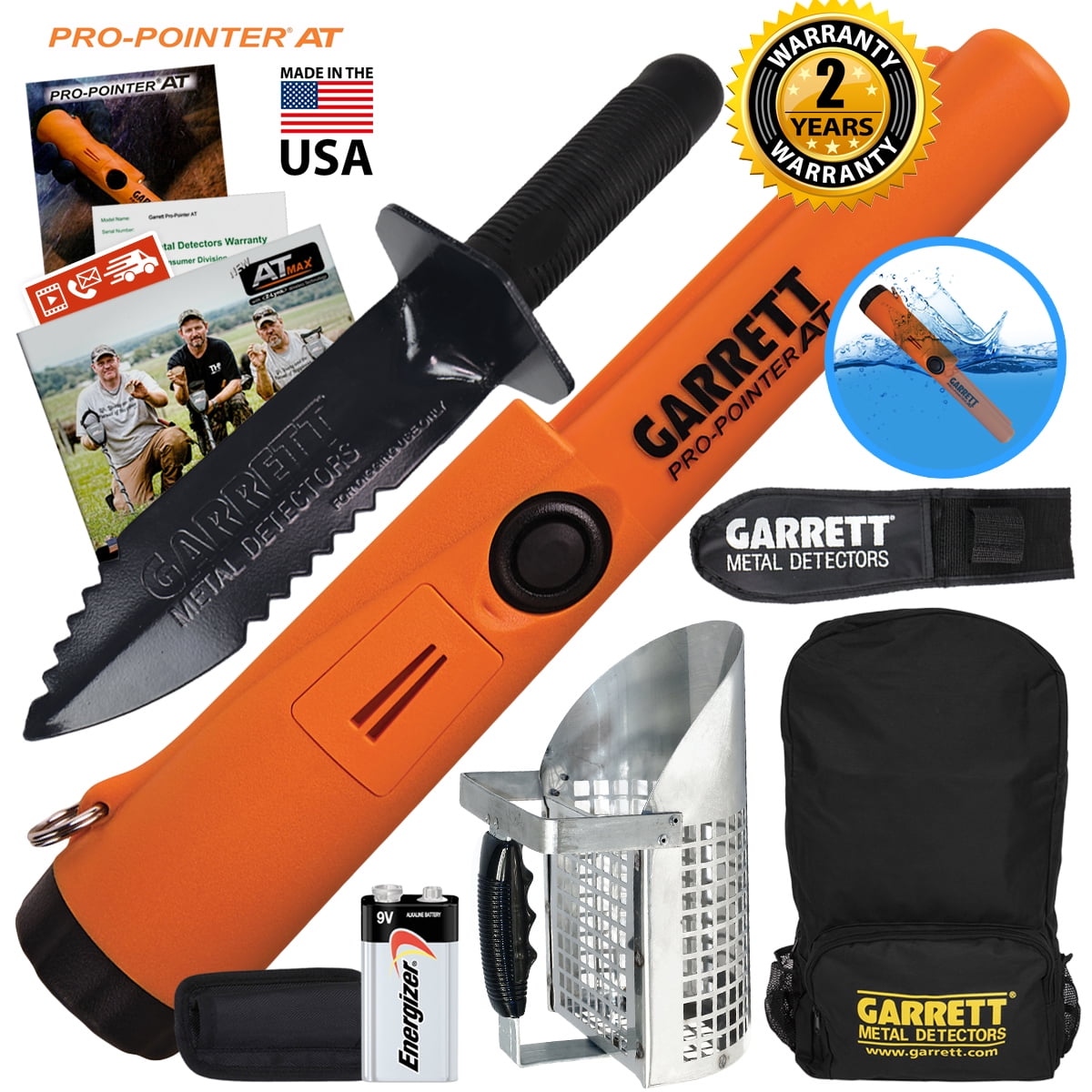 Garrett Pro Pointer AT Pinpointer w/ Garrett Backpack, Edge Digger ...