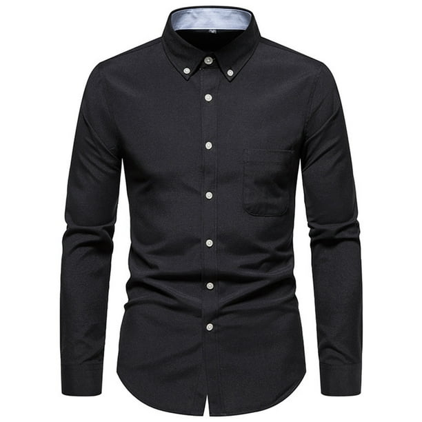 Grianlook Men Regular Fit Button Tunic Shirt Solid Color Turn Down