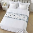 Bed Runner Blue Leaves Branches Bedding Scarves Soft Decorative Bed ...
