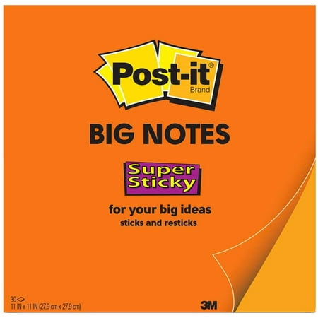 Post-it Notes Big Pad Super Sticky Notes, 11" X 11", 30 Sheets, Orange ...