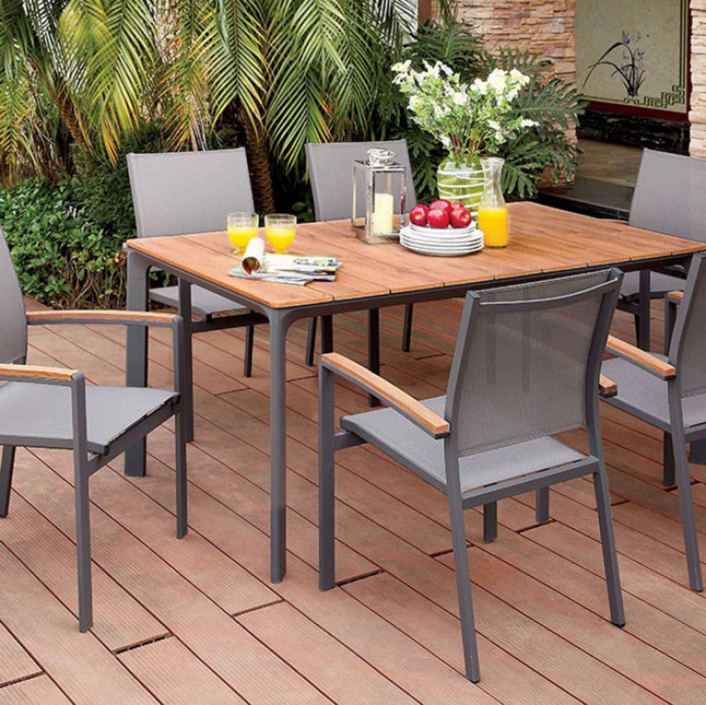 Contemporary Patio Dining Table, Oak/Gray - Walmart.com