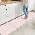 Blush Pink White Stripes 2 Pieces Non-Slip Kitchen Mat Set, Lines ...