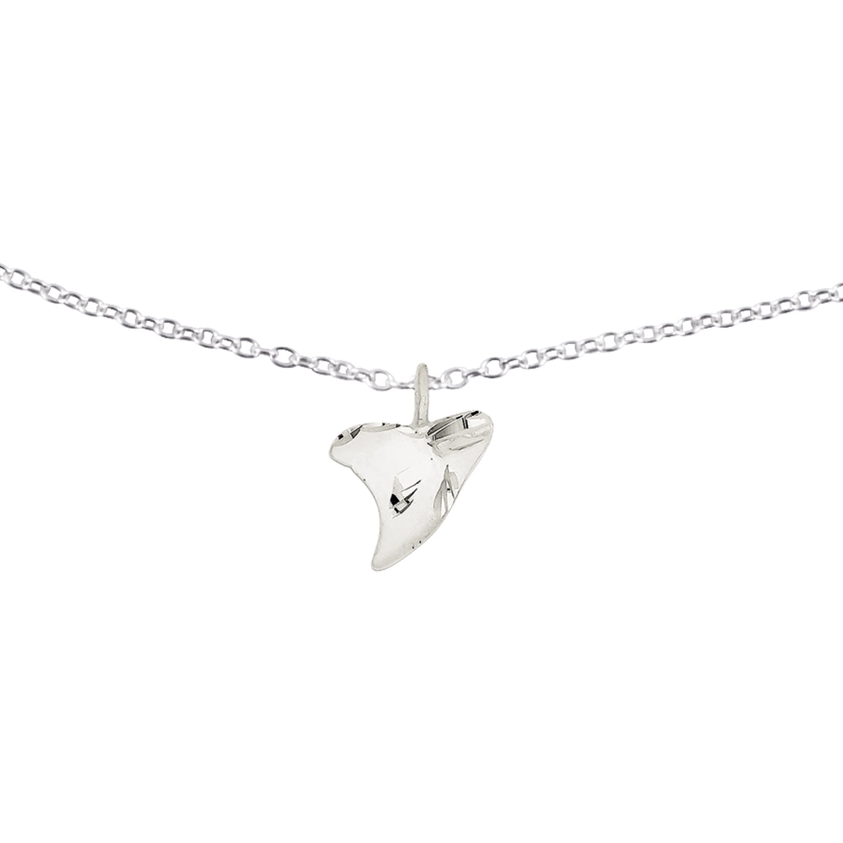 Primal Silver Sterling Silver Diamond-cut Shark Tooth Pendant on 18 ...
