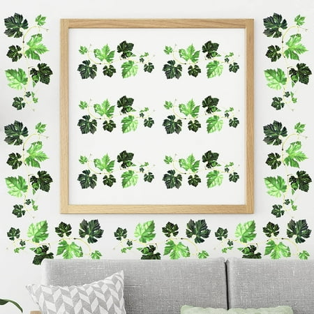 4 Sheets Vine Stickers Ivy Leaf Wall Decals Green Cabinet Decals Peel ...