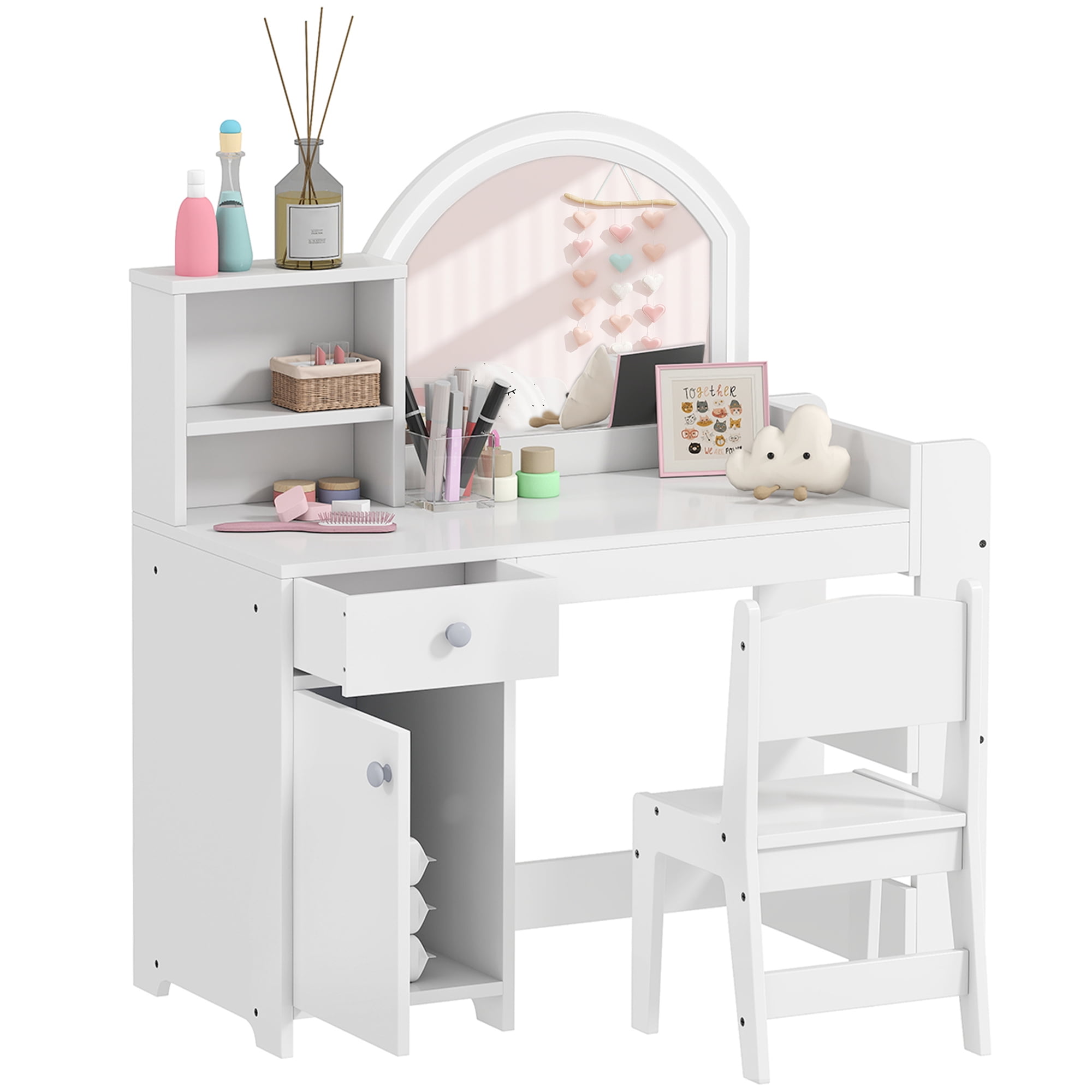 Click here for Qaba Kids Vanity Set With Lighted Mirror  Stool  C... prices